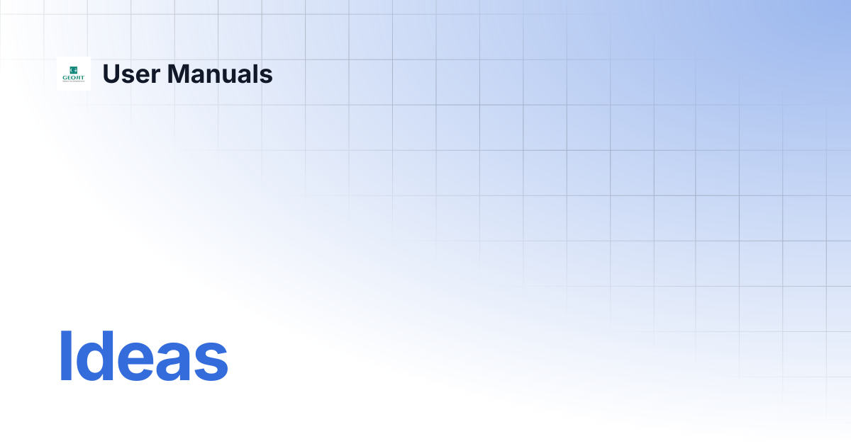 Ideas | User Manuals