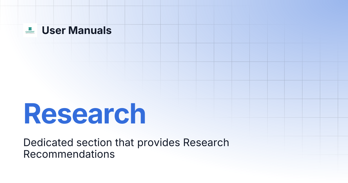 Research | User Manuals
