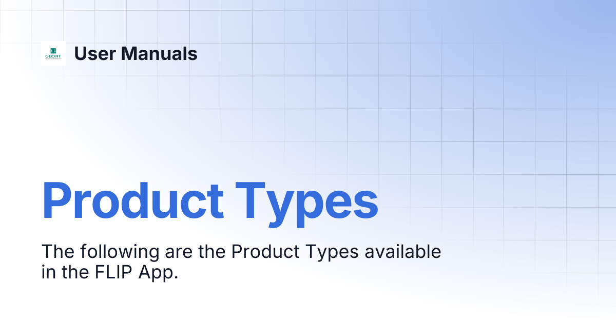 Product Types | User Manuals